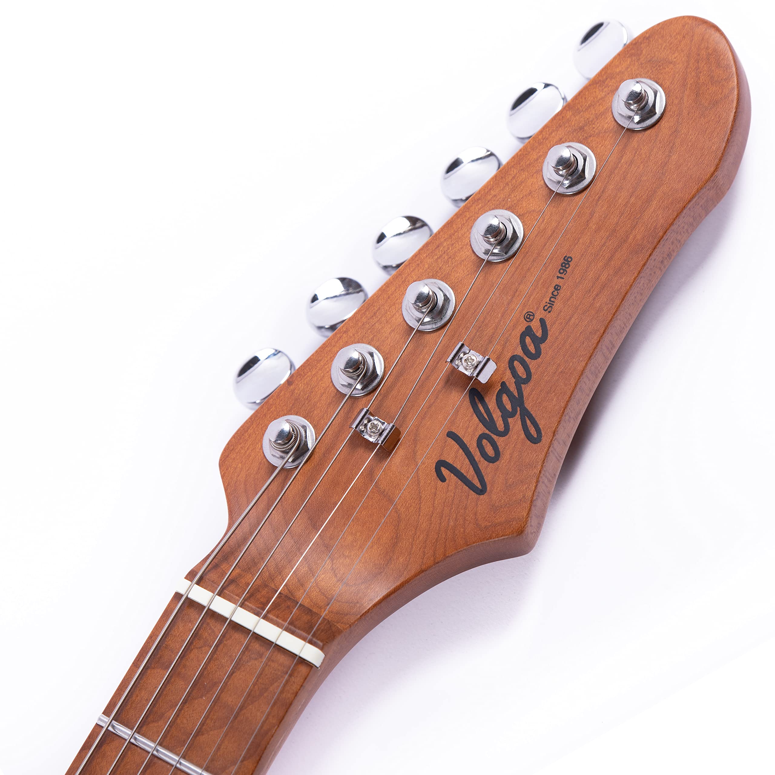 Volgoa VVS 6-String Solid Body Electric Guitar with Alder Body,Stainless Steel Frets,Featuring Tremolo System, with Plastic Pearl Pickguard and String Tree (Metallic brown)