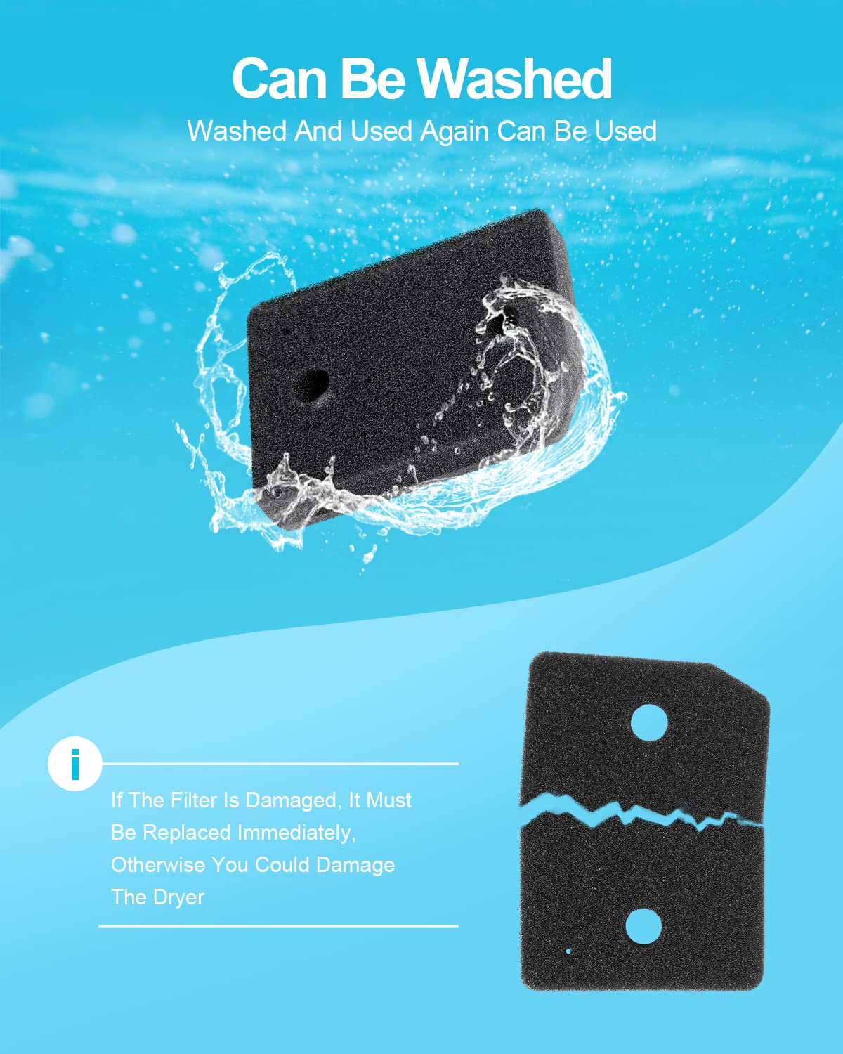 Plinth Filter Replacement for Miele T1 Dryer:9164761 Heat Pump Dryer, Dryer Spare Parts, Lint Filter Foam Sponge Replacement for Miele T1 Dryer (2)
