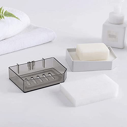 PLMM soap Box, New Absorbent Sponge soap Holder Soap Dishes Soapbox Shower Plate Bathroom Set Tray Bathroom Accessories (Color : Clear)