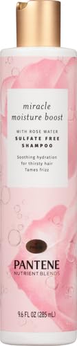 Pantene Nutrient Blends Miracle Moisture Boost Rose Water Shampoo for Dry Hair, Sulfate Free, Floral, 9.6 Fl Oz