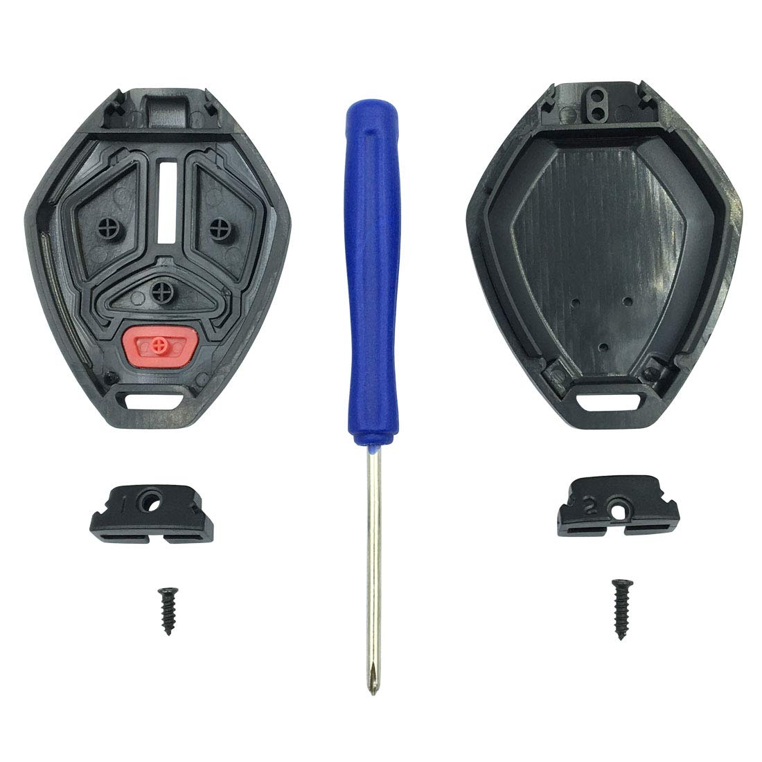 No Need to Cut Key Fob Shell Case Fit for Mitsubishi Eclipse Outlander Galant Endeavor Lancer Replacement Keyless Entry Remote Car Key Fob Cover Housing with Button Pad (1pcs)