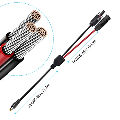 ZkeeShop Solar Connector to DC 8MM Extension Cable，Solar Panel Connector to DC 8mm Adapter Cable,16AWG, Waterproof,DC 8MM Converter for Solar Generators Power Station