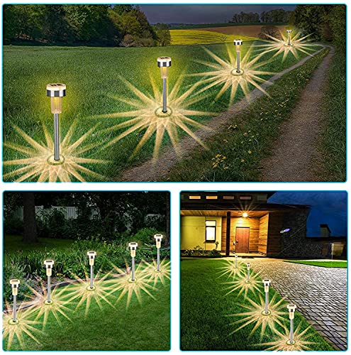 TWINSLUXES 16 Pack Solar Pathway Lights Outdoor Dual Light Source LED Solar Waterproof Pathway Lights for Garden Patio and Walkway Decoration Warm White.