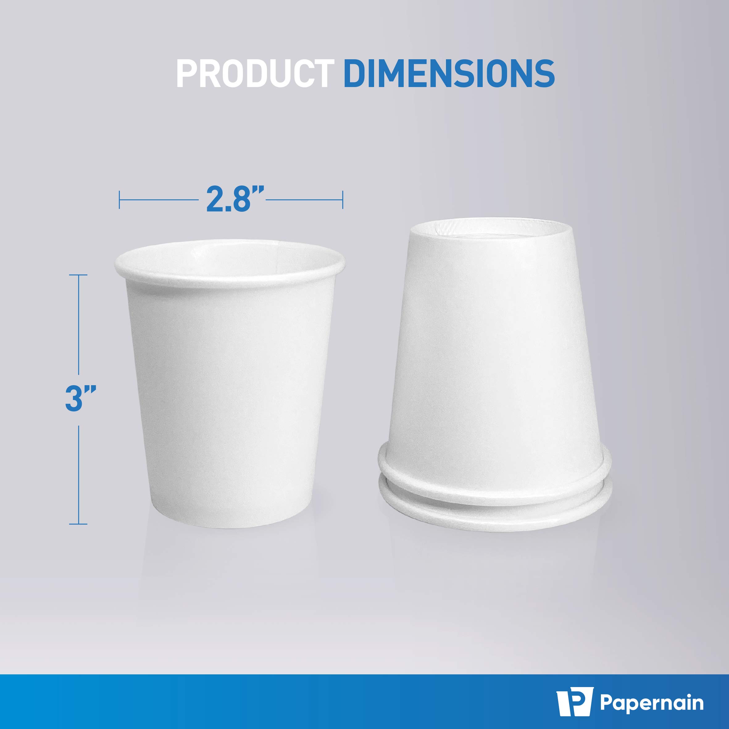 Papernain [6 oz, 200-Count, White Hot Paper Disposable Cups