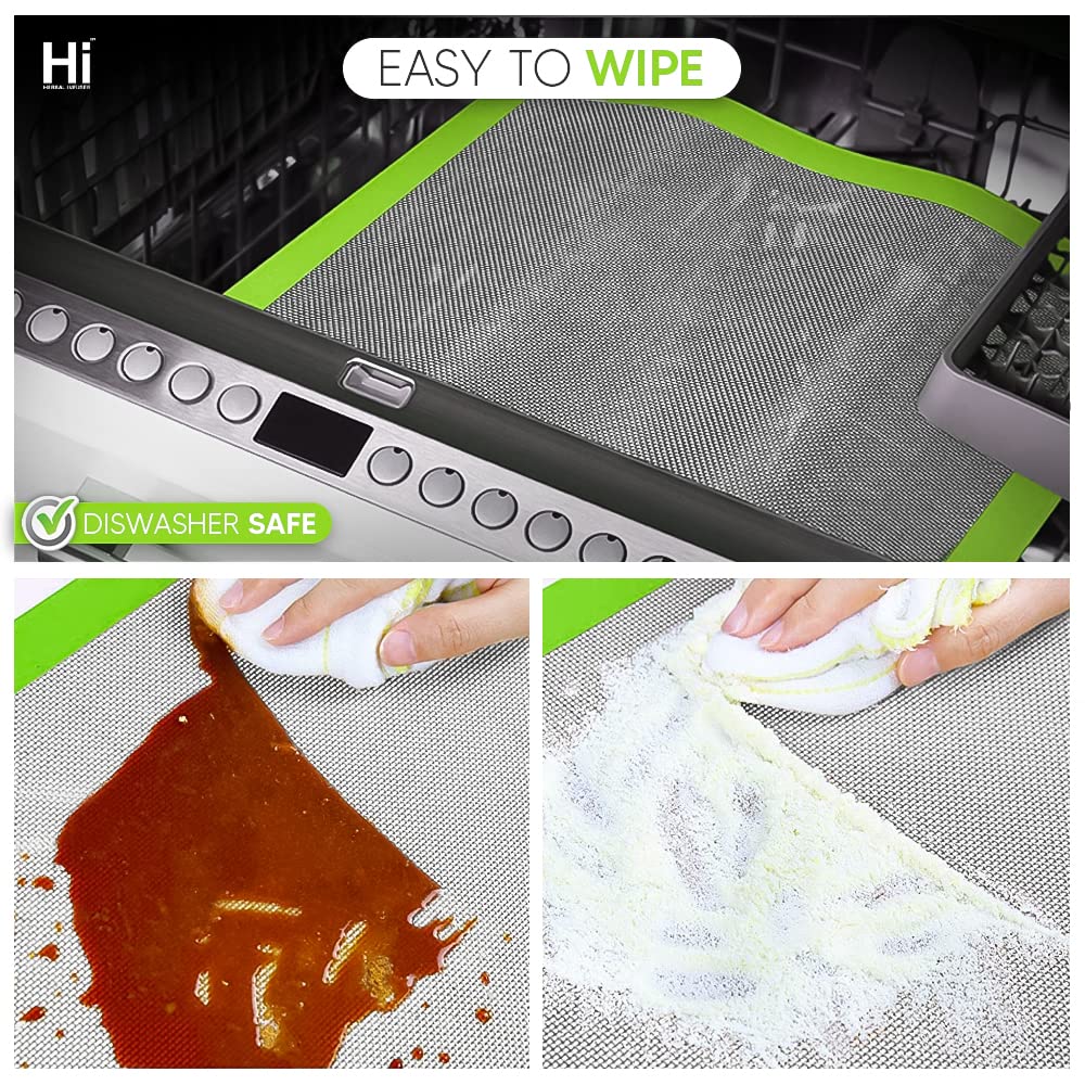 Set of 2 HI Silicone Baking Mats, Baking Mats Silicone for Oven Baking, Silicone Mats heat resistant up to 4800F, Baking Mats measures (11-5/8 by 16-1/2) inches each