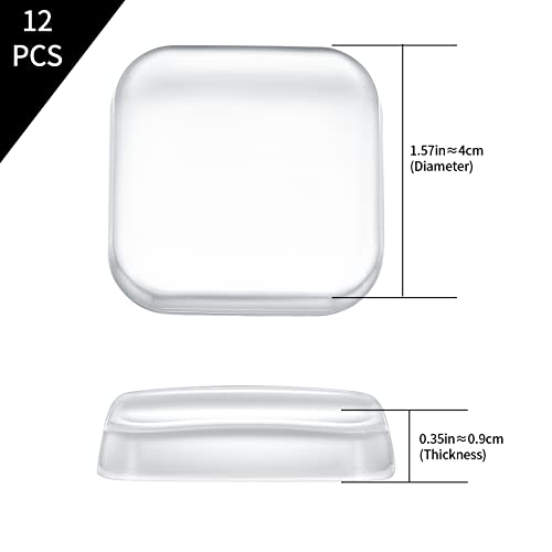 QOOSIKICC 12 Pcs Door Stoppers Wall Protector, Door Knob Wall Shield, Clear Round Silicone Door Handle Bumpers, Reusable Self Adhesive Door Stops Shock Absorbent for Doors Knobs Handles Wall (Square)
