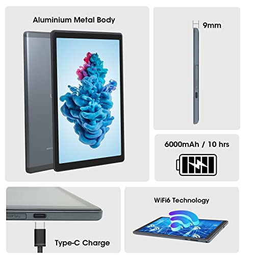 Tablet 10.1 Inch,Android 11 Tablets with 5G+WiFi6,3GB RAM 32GB ROM Storage,1280x800 IPS HD Glass Touchscreen,Quad-Core Processor,5MP+8MP Camera,Bluetooth5.0,6000mAh Battery,Metal Body((Silver)