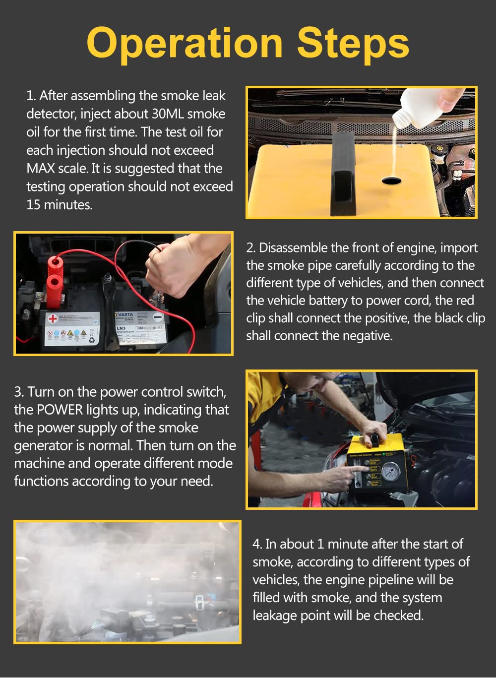 QPKING EVAP Smoke Fuel Leakage Tester 4 in 1 Car Conduit Pipe System Leak Detection Tools, Car Fuel Leak Detector for 12V/24V Vehicles Boats with Adjustable FlowMeter Leak Detector
