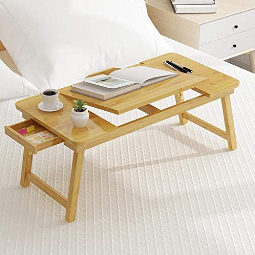 LIUZH Simple Solid Wood Computer Desk, Laptop Computer Desk Folding Bed Small Table Storage Desk
