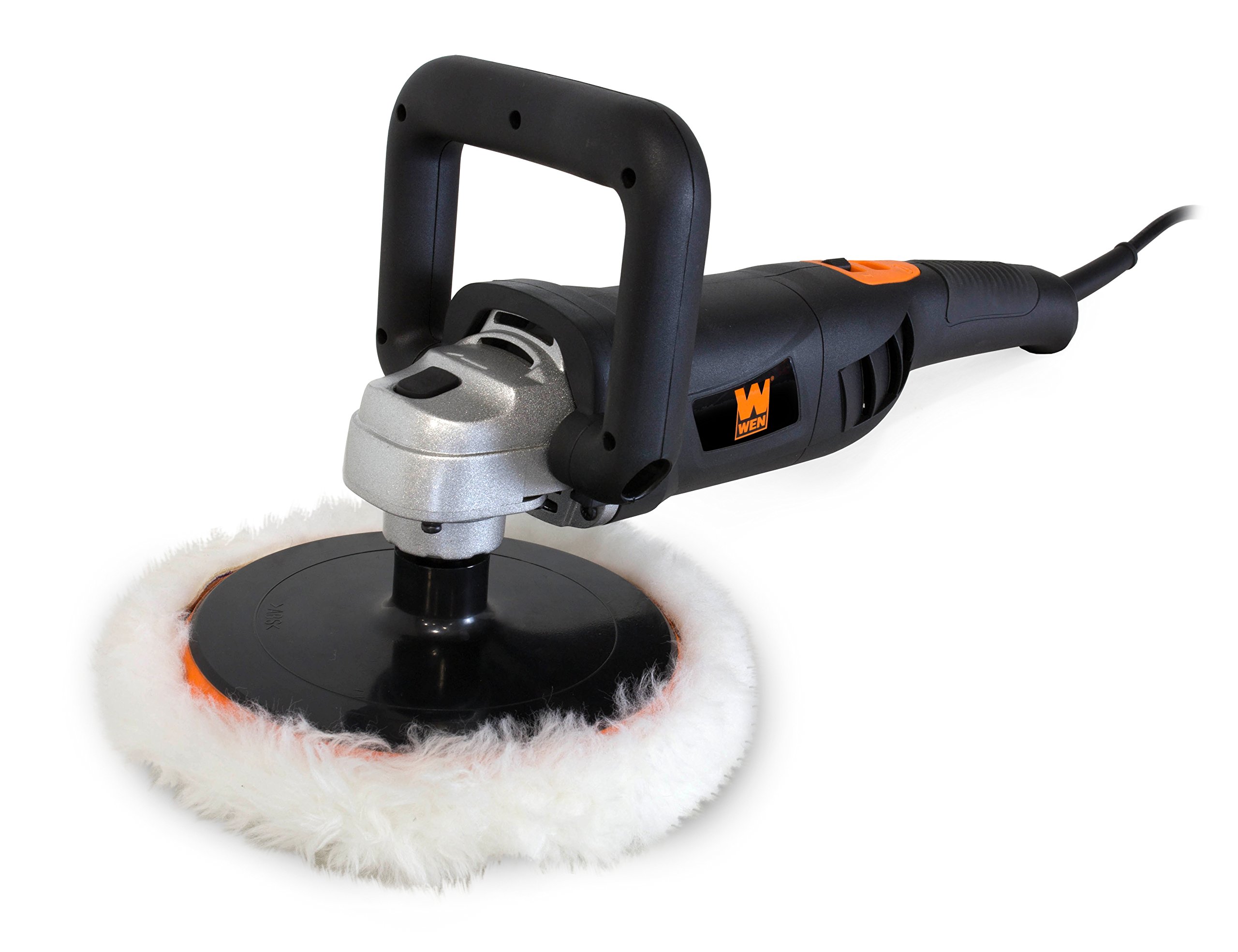 WEN 948 10 Amp Variable Speed Polisher with Digital Readout, 7" & 7A345 7-Inch Synthetic Wool Polishing Bonnets, Two Pack