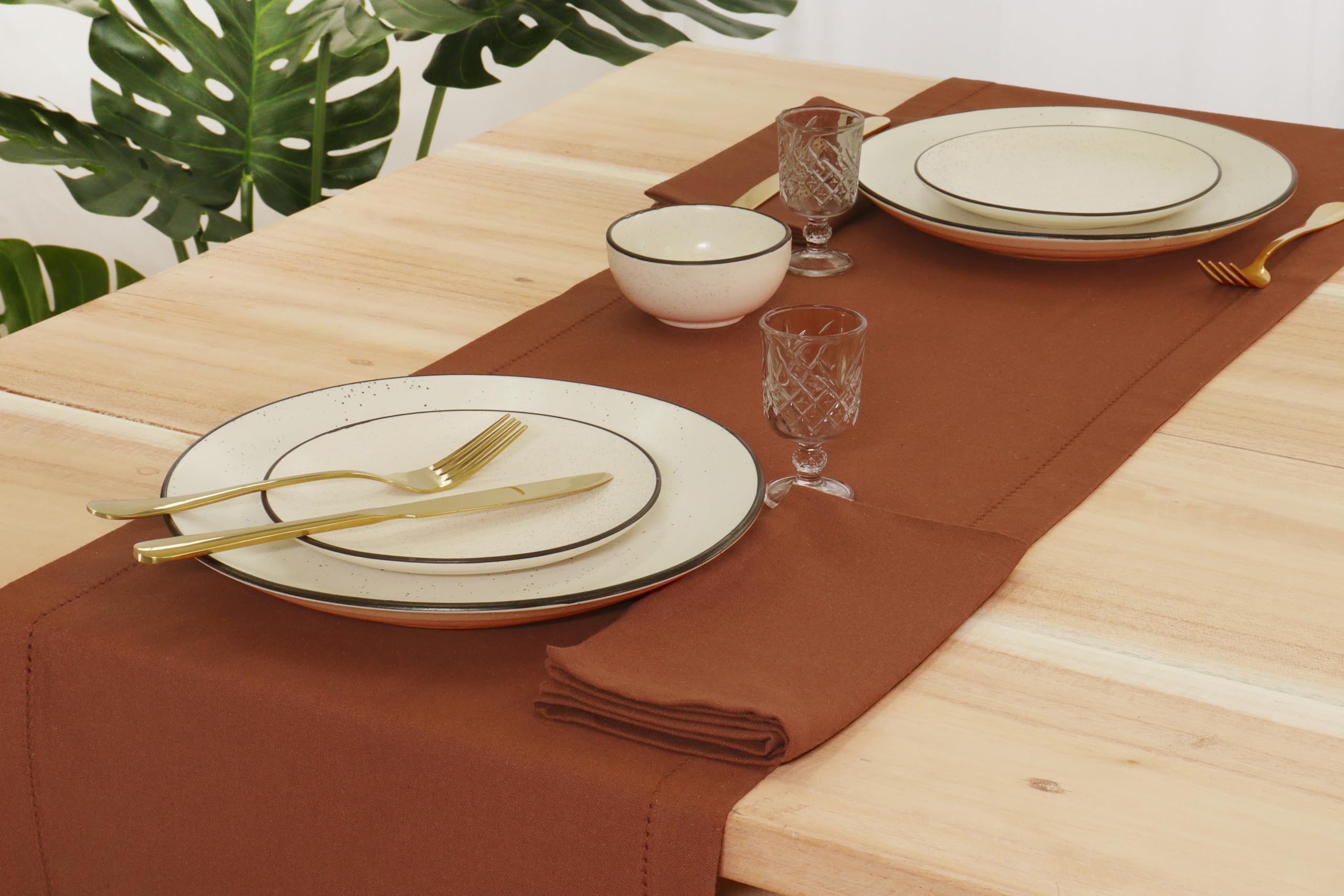 PurpleEssences Set of 12 Cloth Dinner Napkins 100% Cotton 18x18 - Soft Durable Washable - Ideal for Farmhouse Party Spring and Summer - Perfect Everyday Use Table Linen - Rust