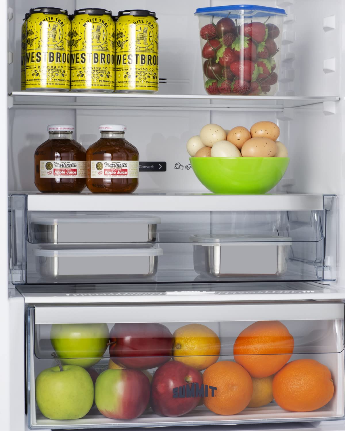 Summit Appliance FFBF181ES2 24" Wide Bottom Freezer Refrigerator with Stainless Steel Doors and Energy Star Certified Performance, Platinum Cabinet