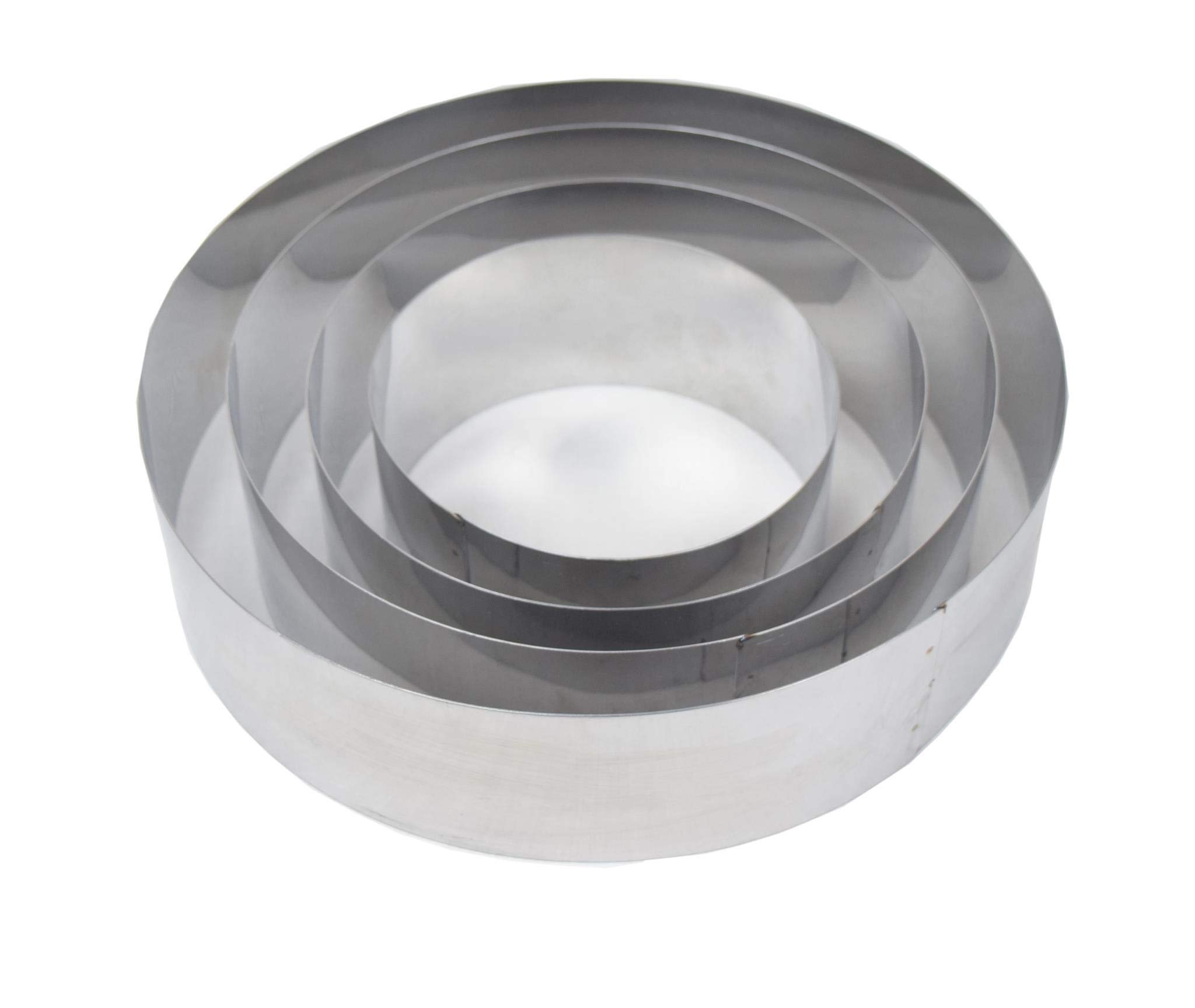 Set of 4 Round Mousse Cake Baking Rings Cutters Bottomless by EUROTINS