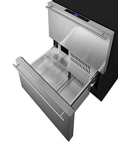 Summit Appliance ADRF244PNR 24" Wide 2-Drawer Refrigerator-Freezer (Panels Not Included); 3.32 cu.ft Capacity; Frost-Free; Temperature and Open Drawer Alarms