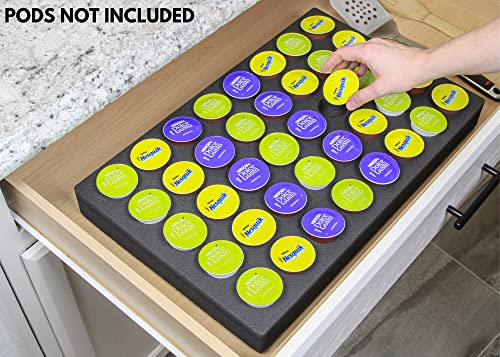 Polar Whale 2 Coffee Espresso Capsule Drawer Organizer Tray Inserts Compatible with Dolce Gusto Kitchen Home Office Waterproof Washable Black Foam 40 Compartment 12.75 x 20.25 Inches