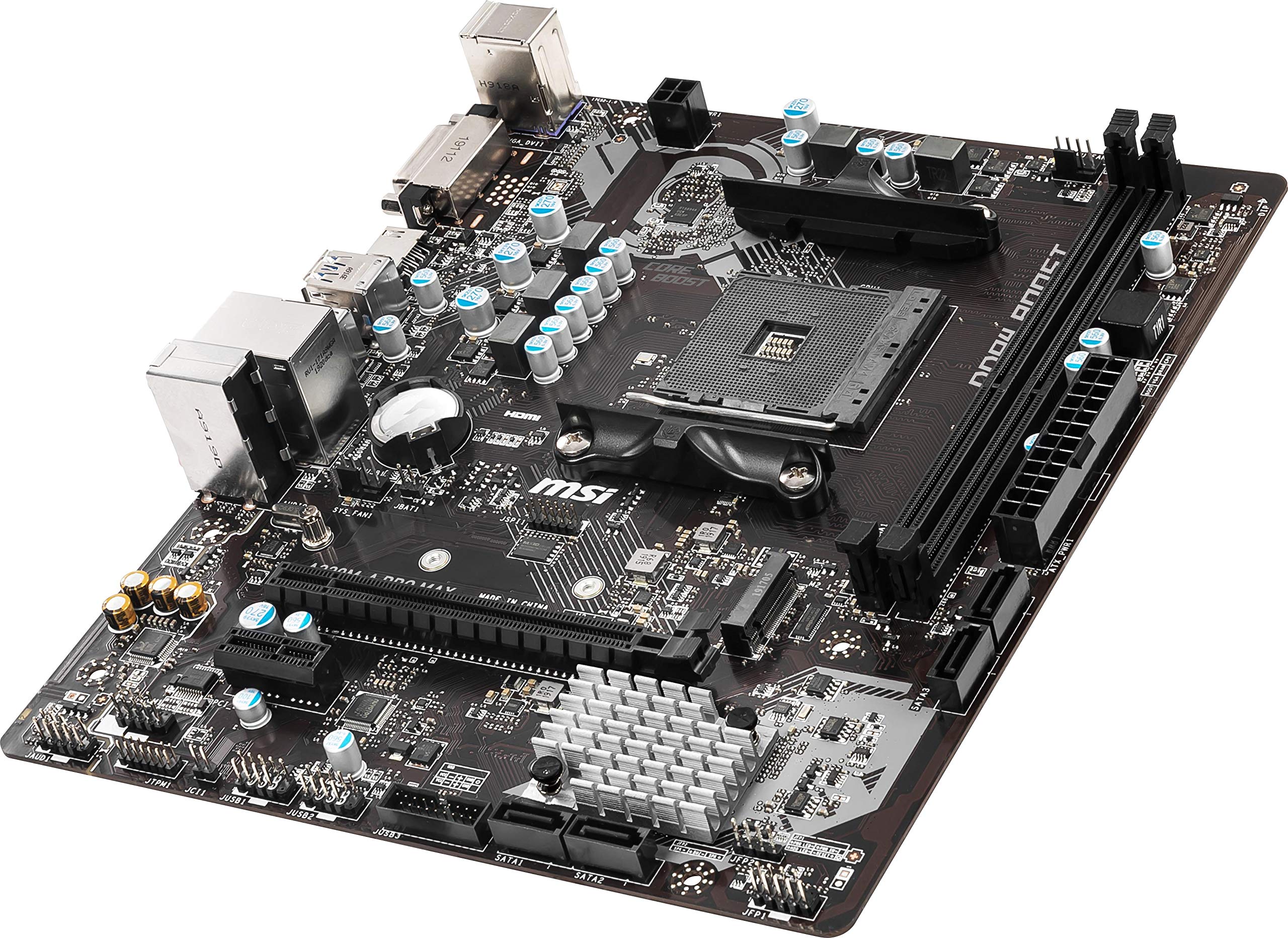 MSI ProSeries AMD A320 1st, 2nd, 3rd Gen Ryzen Compliant AM4 DDR4 HDMI DVI M.2 USB 3 Micro-ATX Motherboard (A320M-A PRO MAX)