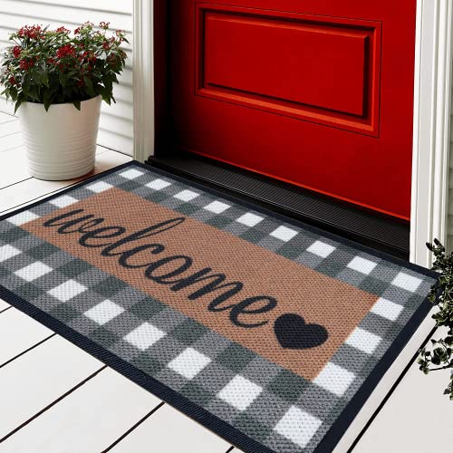 ubdyo Welcome Mat for Front Door Outside - Doormat Outdoor Entrance - Welcome Mats Outdoor - Doormats - Large Outdoor Mats for Front Door, Outside Entry and Outdoor Entrance 30''x17'' (Green & White)