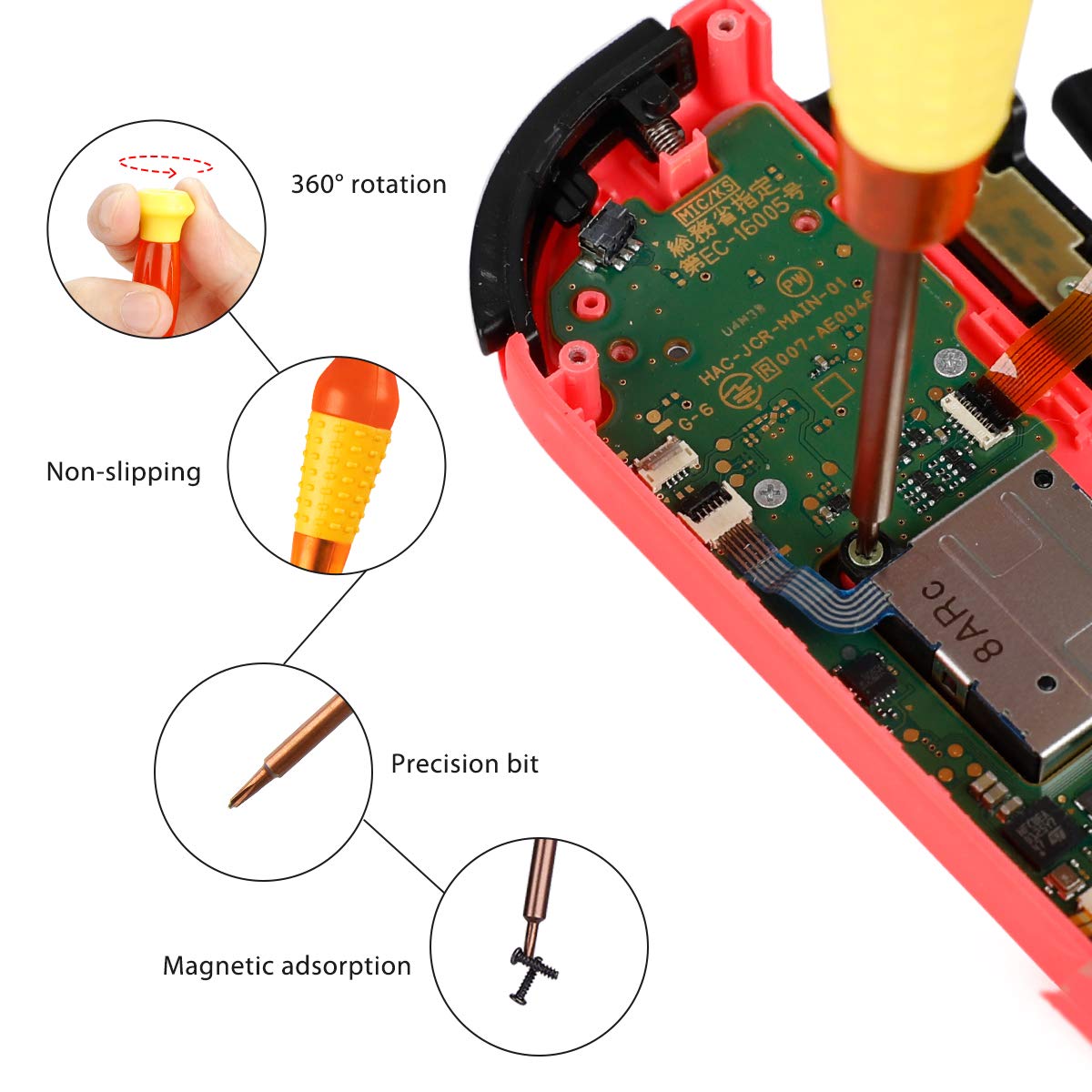 Nolansend Joypad Joystick Replacement for Switch, Repair Tool Kit for Switch and Joy Con with 2 Joystick Analog Thumb Sticks, Tri-Wing, Cross Screwdriver and 4 Thumbstick Caps