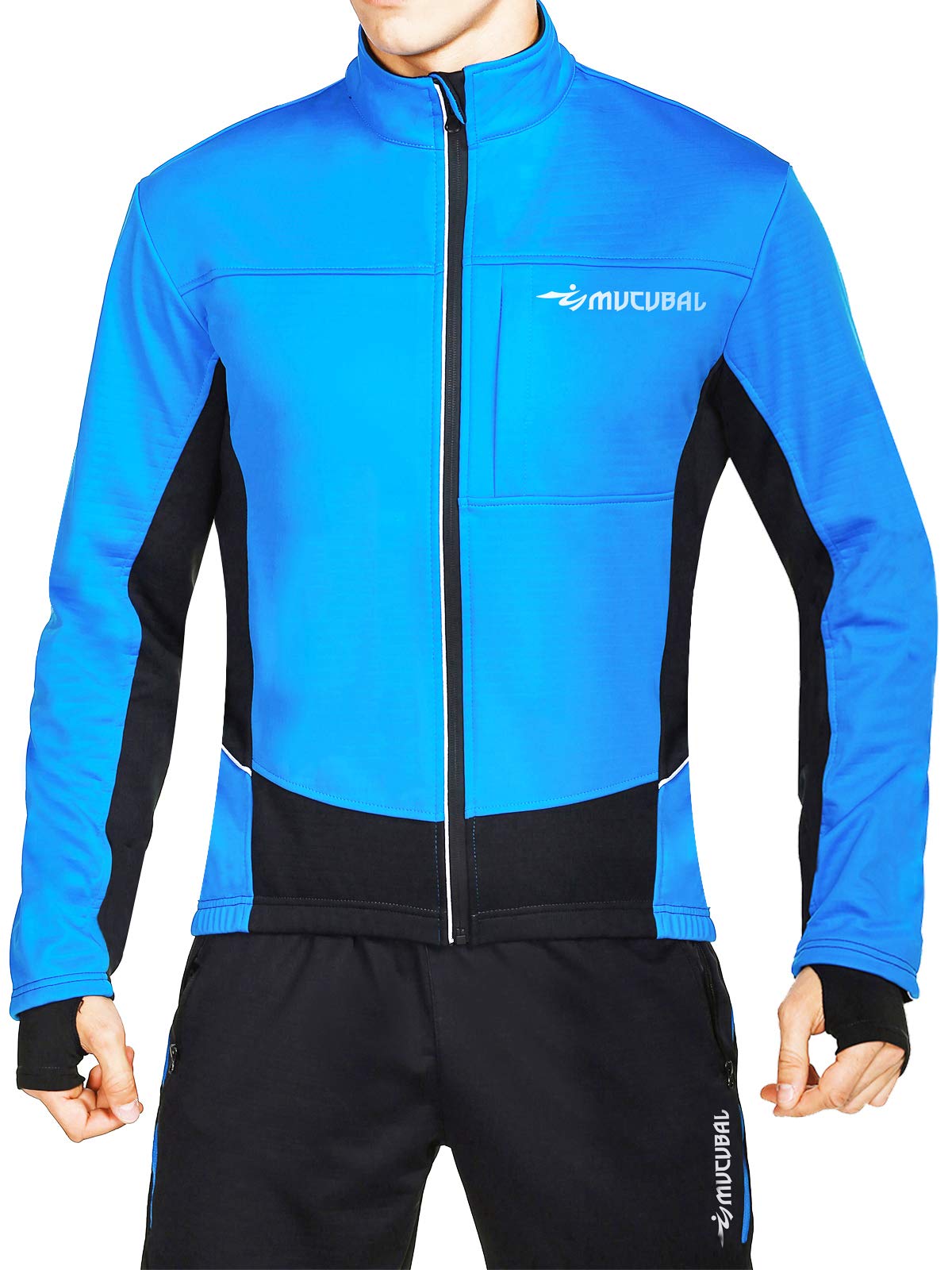 MUCUBAL Men's Cycling Jacket Windproof and Water-Resistant Coat Winter Thermal Breathable Bike Windbreaker(Black,S)
