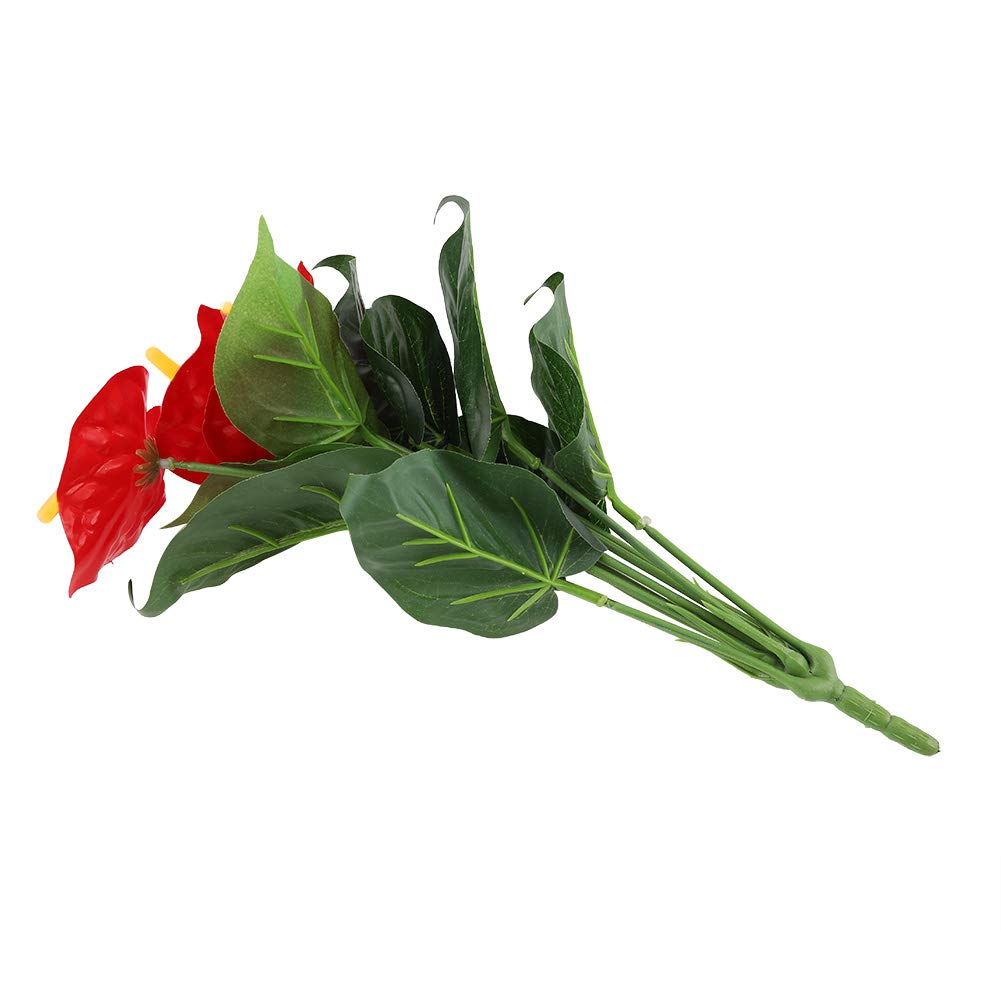 NCONCO Plastic Artificial Plant Flowers, Red Anthurium Flowers Bouquet for Wedding Home Garden Decor