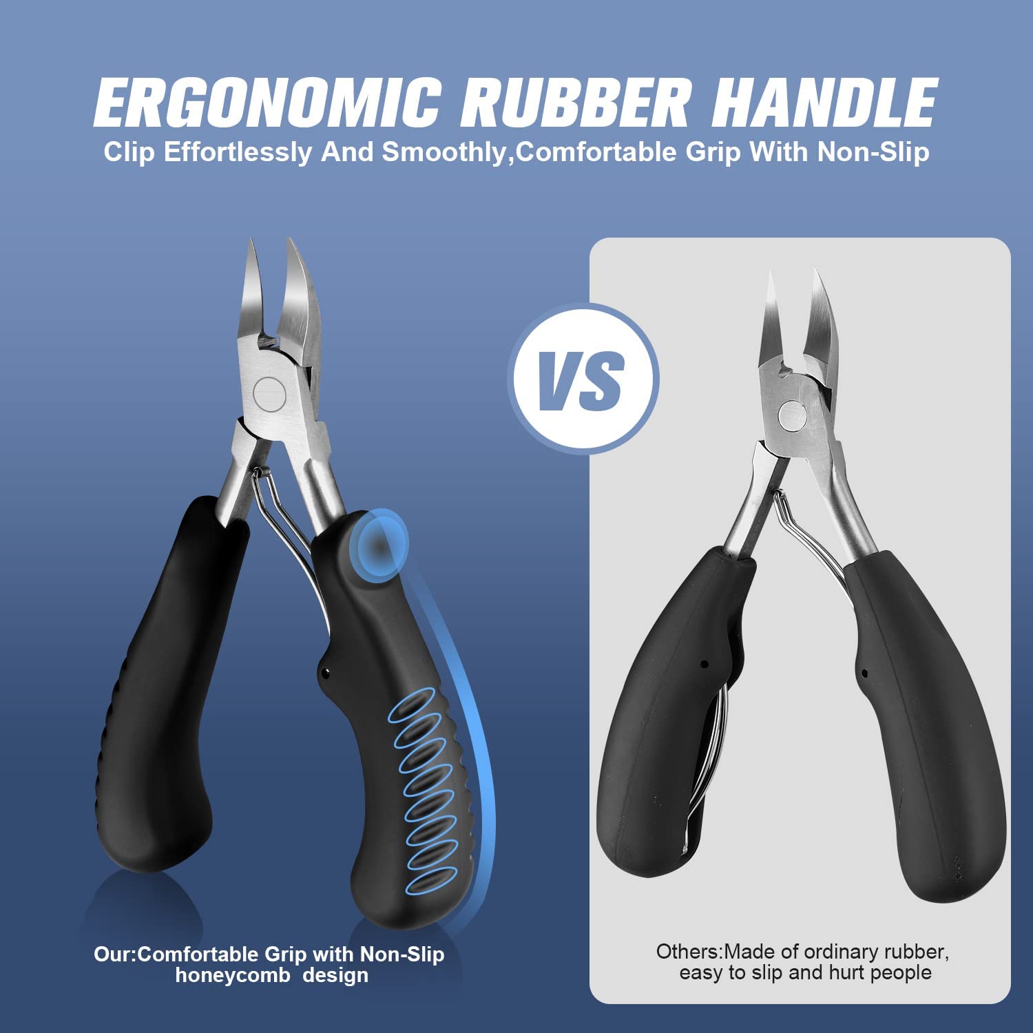 Nail Clippers for Thick & Ingrown Toenails - Sharp Curved Blade & Non-Slip Handle -Toenail Clippers for Men, Women, and Seniors - Professional Heavy-Duty Pedicure Tool Gift