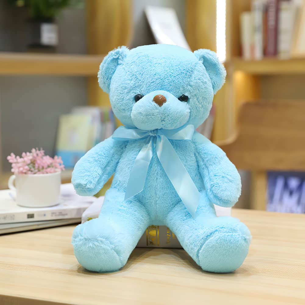 VYUSIT Teddy Bear Stuffed Animals, Cute Plush Toys with Footprints Bow-Knot, 13.7 inch Soft Small Cuddly Stuffed Plush Teddy Bear