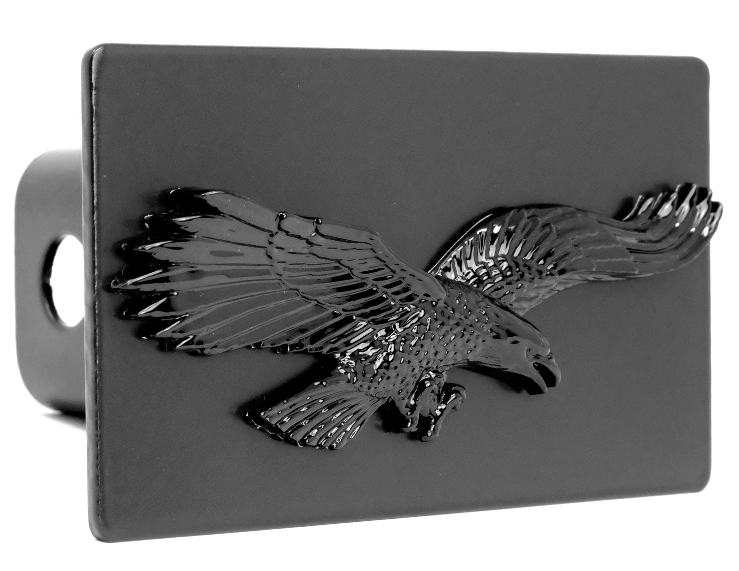 MULL 3D Flying Eagle Emblem Metal Trailer Hitch Cover (Fits 2" Receiver, Black Eagle)