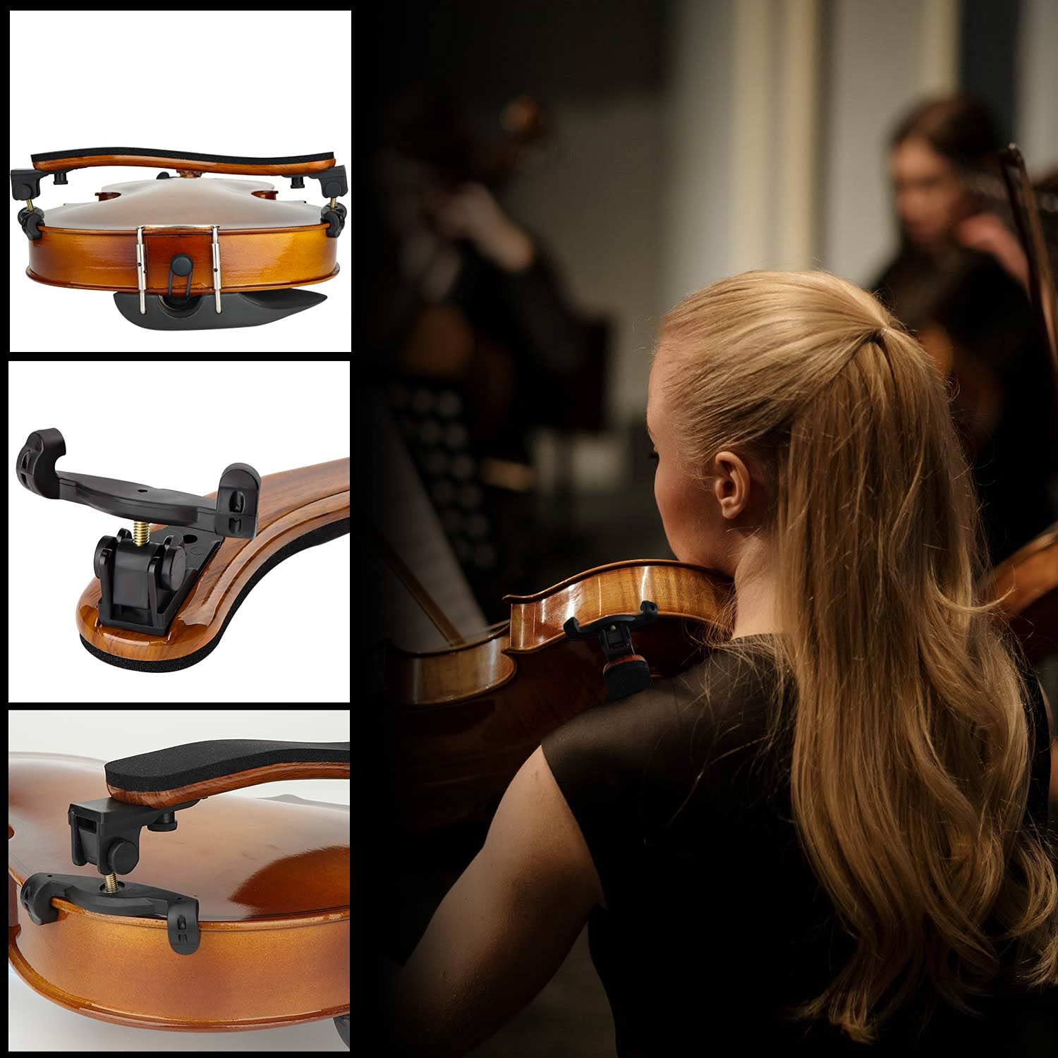 LMS Violin Shoulder Rest for 1/2 Size Collapsible Shoulder Rest for Violin with Adjustable Feet Comfortable Foam Pad Mute for Kids Adults (1/2)