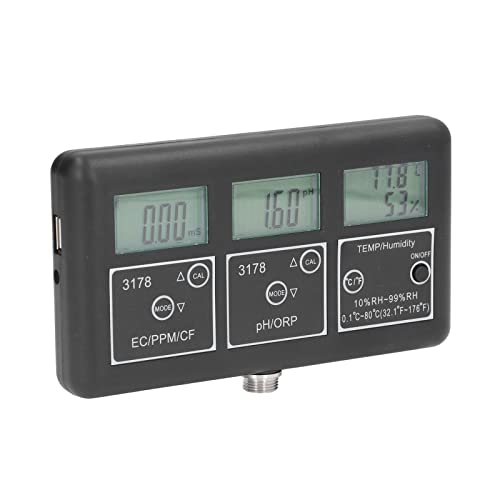 Water Quality Tester, 7 in 1 PH ORP EC TDS CF Temperature Humidity Meter Multi-Parameter Water Monitor for Drinking Water, Pool, Aquarium, Fish, Hydroponics(#2 US)
