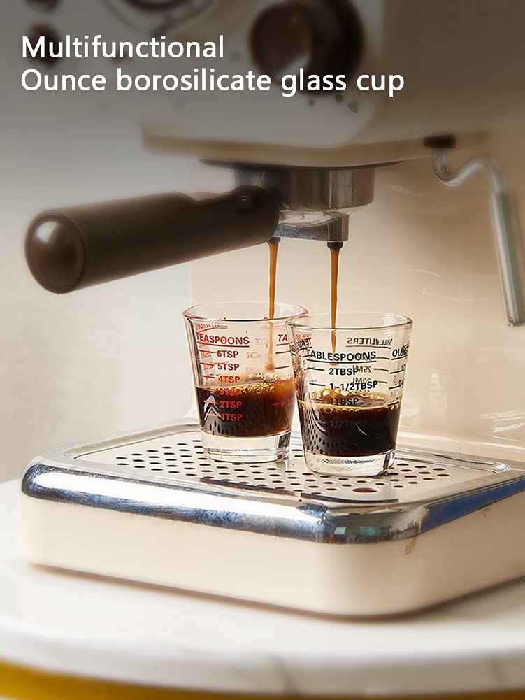 Shot Glasses Measuring cup Espresso Shot Glass Liquid Heavy Glass Wine Glass 2 Pack 26-Incremental Measurement 1oz, 6 Tsp, 2 Tbs, 30ml by TIYOORTA (2 pack red)