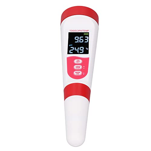 Water Quality Test Pen, High Sensitivity Digital Water Tester Multifunctional Auto Temp Compensation Glass Electrode for Swimming Pool