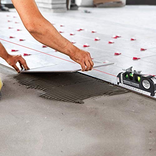 XINGXIN, Multipurpose Laser Level Laser Line 8 feet Measure Tape Ruler Adjusted Standard and Metric Rulers Laser Level Line Tool for hanging pictures-Hanging cabinets-Tile Walls, Black