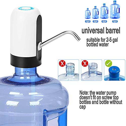 Upgraded Water Bottle Pump, GuangTouL 5 Gallon USB Charging Automatic Drinking Water Pump, Universal 2-5 Gallon Jugs Portable Electric Water Bottle Dispenser for Home Kitchen Office Camping