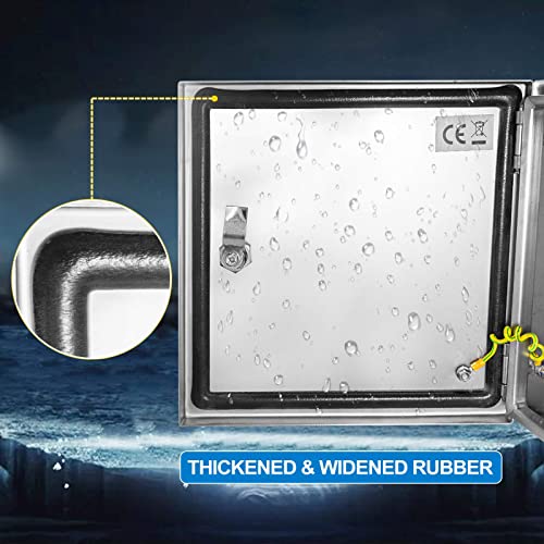 VEVOR Steel Electrical Box 12" x 12" x 8" Electrical Enclosure Box 304 Stainless Steel Electronic Equipment Enclosure Box IP65 Weatherproof Wall-Mounted Metal Electrical Enclosure with Mounting Plate