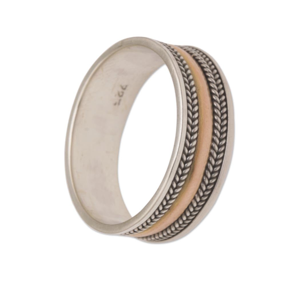 NOVICA No Stone Yellow Gold & Sterling Band Ring 'Way of Gold'
