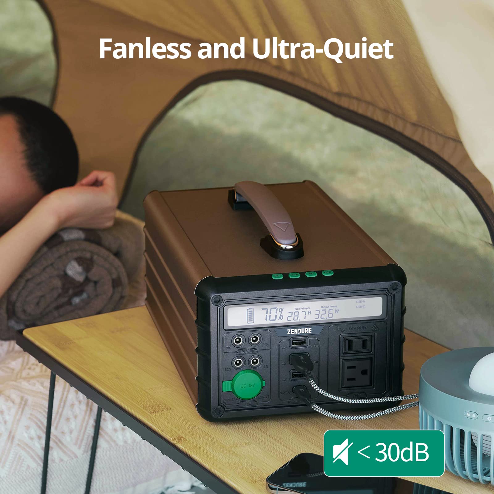 Zendure 607Wh Portable Solar Generator 600W AC output, Small,Lightweight, Quiet with LED SOS Light, Power Station for Emergency, Disaster Prevention, Home, Camping, Outdoors