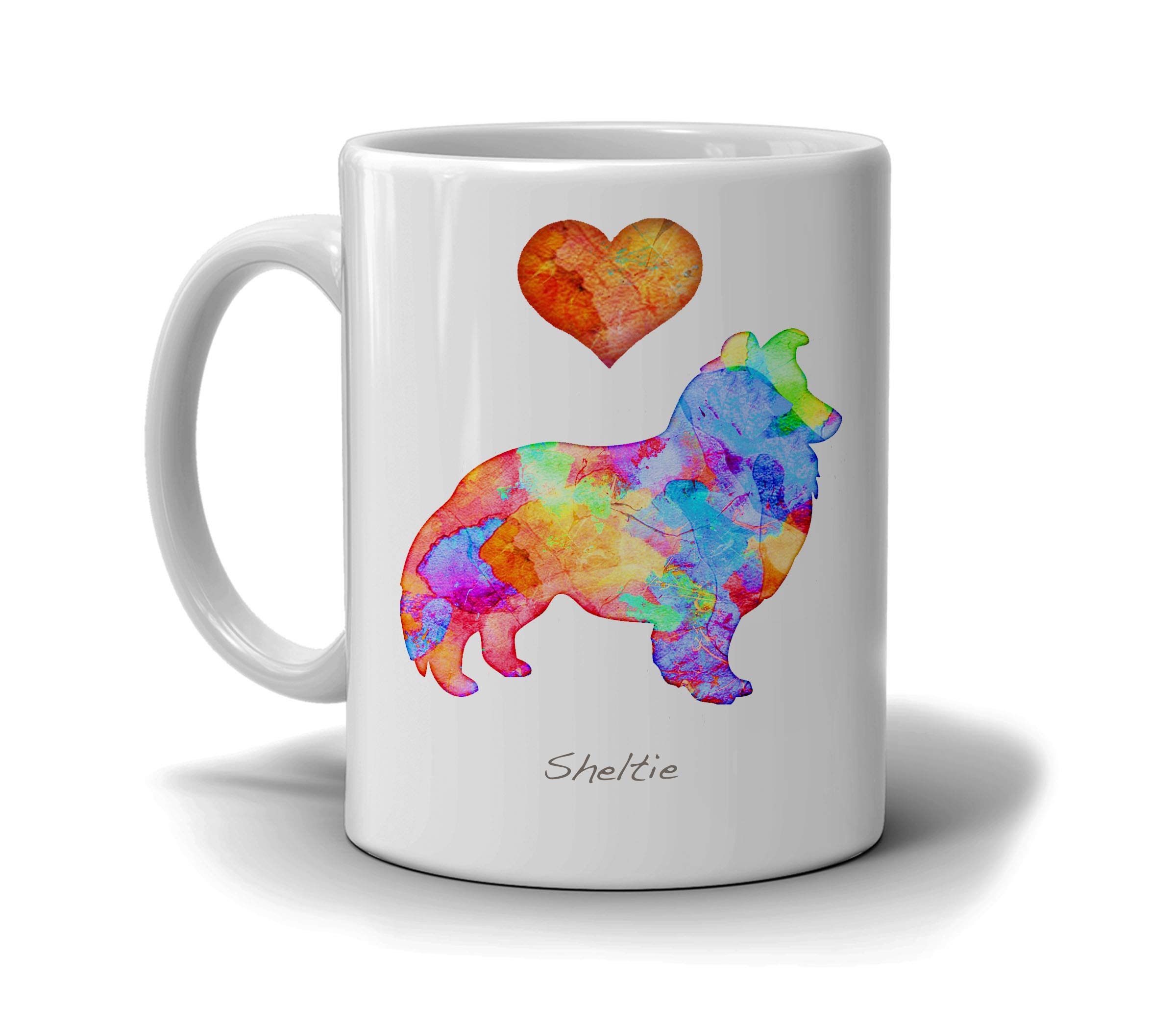 Sheltie Dog Breed Mug by Dan Morris, Personalize with Dog Name