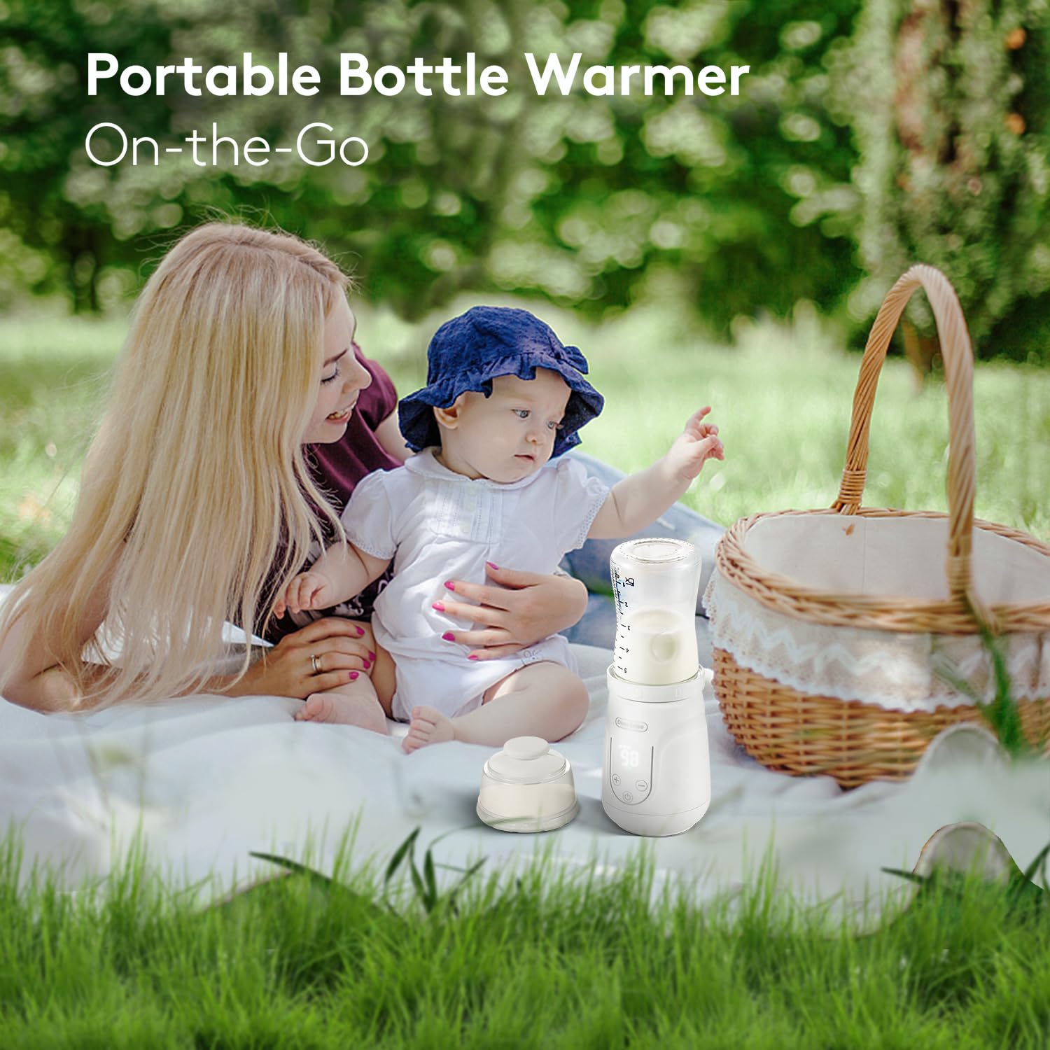 Portable Bottle Warmer with Long Battery Life, Baby Bottle Warmer for Most Milk Bottles Rechargeable Baby Bottle Warmer for Travel Quick Heating Baby Milk Breastmilk with Precise Temperature Control