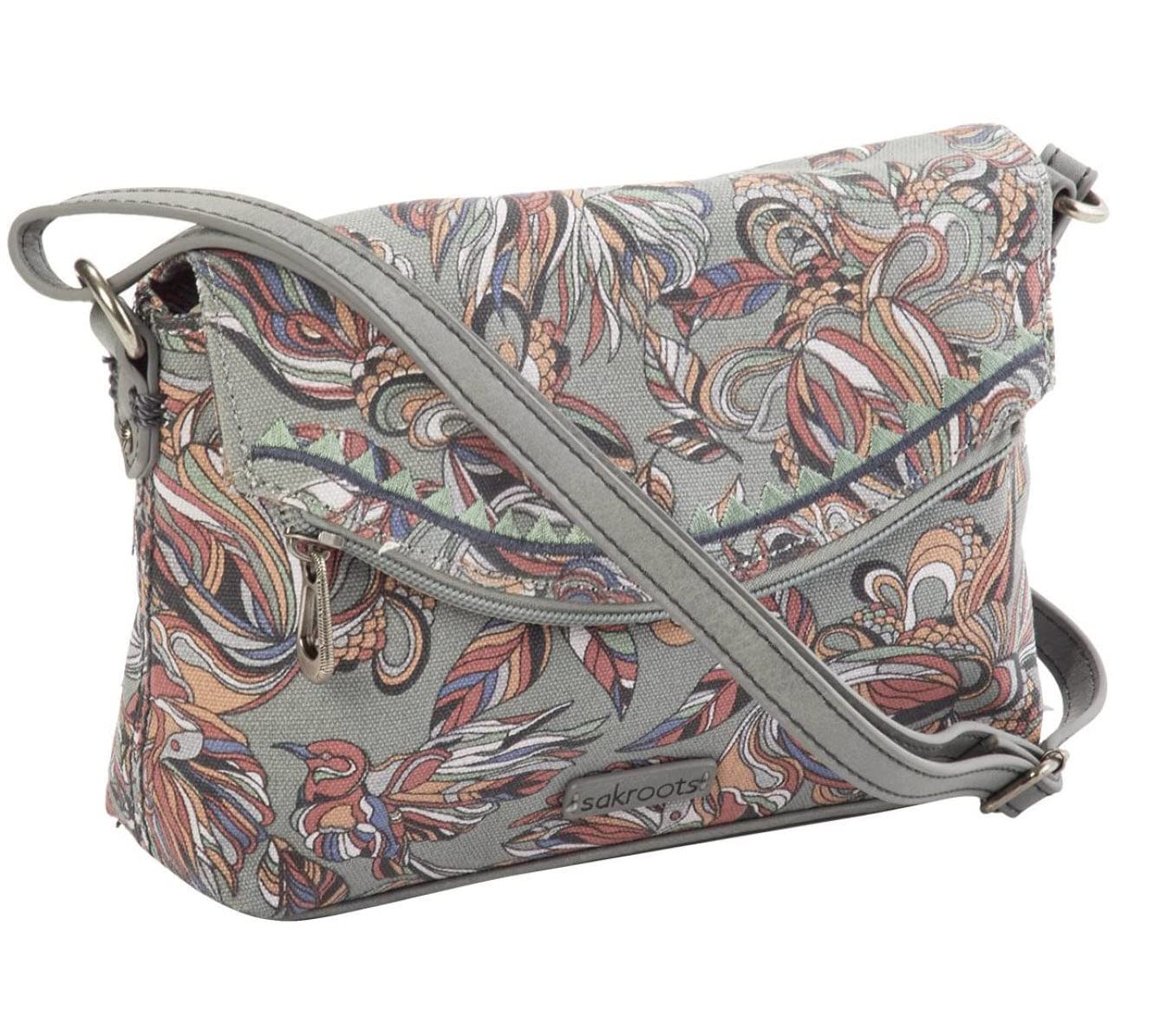 Sakroots Pacific Mini Crossbody (Grey Treehouse)