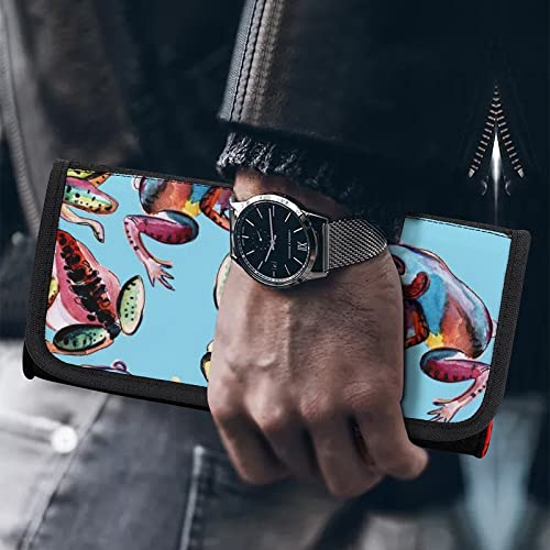 Watercolor Frogs Carrying Case Storage Holder Bag Printed Handbag for Switch Console Game and Slots Cards Accessories