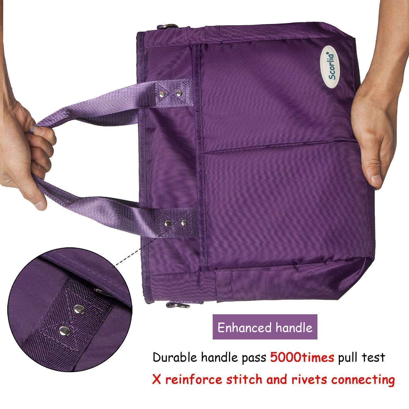 Scorlia Insulated Lunch Shoulder bag and Tote bag, Extra Large Leakproof Lunch Tote Handbag, Durable Reusable Cooler Ladies lunch Box Bag with Side pockets, Tall Drinks Holder for Women Men Work