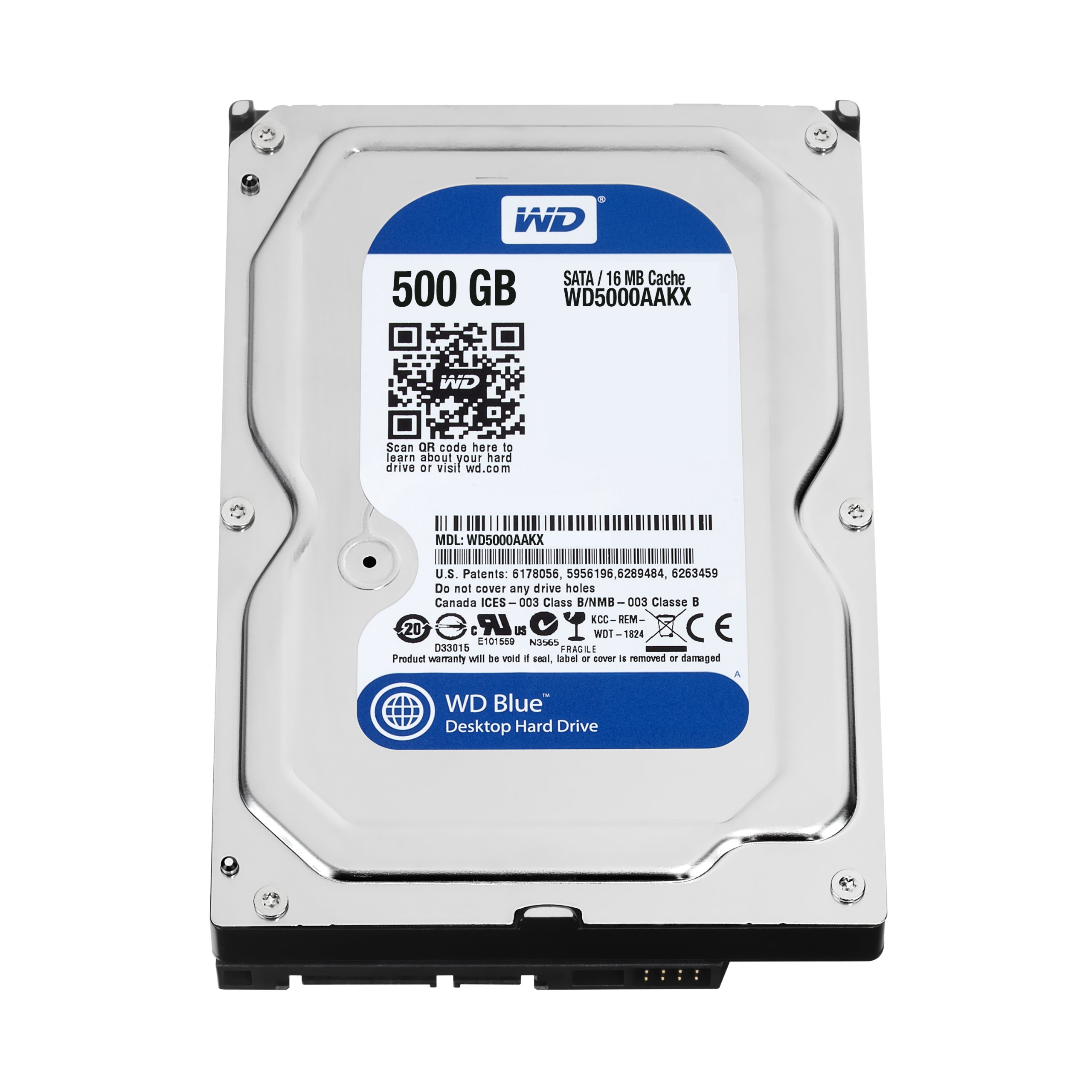 WD Blue 500GB Desktop Hard Disk Drive - 7200 RPM SATA 6 Gb/s 16MB Cache 3.5 Inch - WD5000AAKX