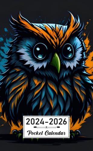 Pocket Calendar 2024-2026: Two-Year Monthly Planner for Purse , 36 Months from January 2024 to December 2026 | Halloween owl | Colorful graffiti illustration