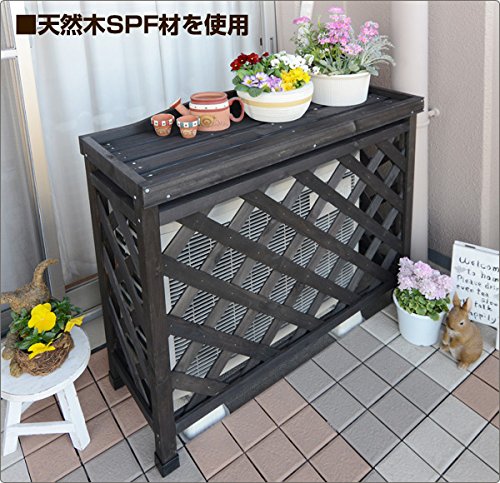 山善(YAMAZEN) Garden Master KOAC-8735 Air Conditioner Outdoor Unit Cover, Width 34.3 x Depth 13.8 x Height 32.3 inches (87 x 35 x 82 cm), Natural Wood SPF Material, Air Conditioner Guard, Veranda,
