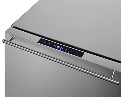 Summit Appliance SPRF34D 24" Wide 2-Drawer Refrigerator-Freezer; 3.9 cu.ft. Capacity; Frost-free Operation; Built-in Capable; Stainless Steel Construction; LED Lighting and Adjustable Drawer Dividers