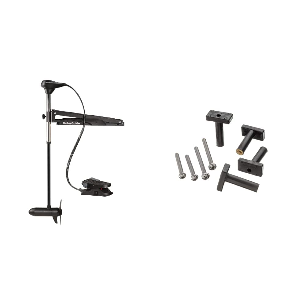 MotorGuide 940200060 X3 Freshwater Bow Mount Trolling Motor — Cable Steer, Foot-Control — 45-Inch Shaft, 45-Pound Peak Thrust & MGA015PB6 Mounting Isolator Kit — Absorb Shocks — Set of 4