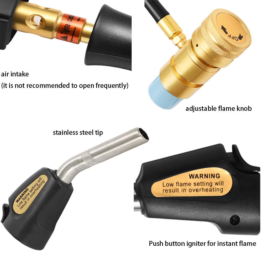 Propane Torch,Wale&Morn Propane Torch Head,Welding Torch,Mapp Gas Torch,Hose Length 1.5M,Maximum Operating Temperature 1900℃/3600℉ for Welding, HVAC, Brazing, Barbecue or Plumbing