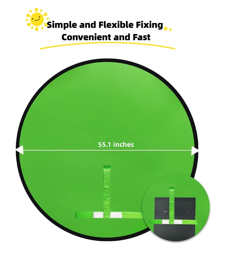 Portable Green Screen Backdrop, Collapsible Webcam Background, Green Screen Chroma Key for Video Chats, Zoom, Online Video Meeting, Photo with Storage Bag (55.1×55.1inch(Circle))