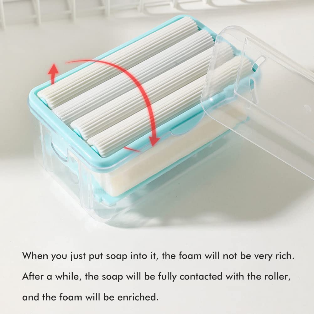 Osuner Multifunctional Bubble Box,Removable Drainers, Dish Foam 2 in 1 Storage Foaming Box,Roller Spring Dish