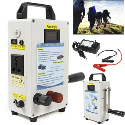 Portable Hand Crank Generator, TK150W-C 150W High Power Charger Emergency Power Supply Charger Travel Mobile Phone Charging Notebook Charging Light Source Electrical Appliances(12V DC)